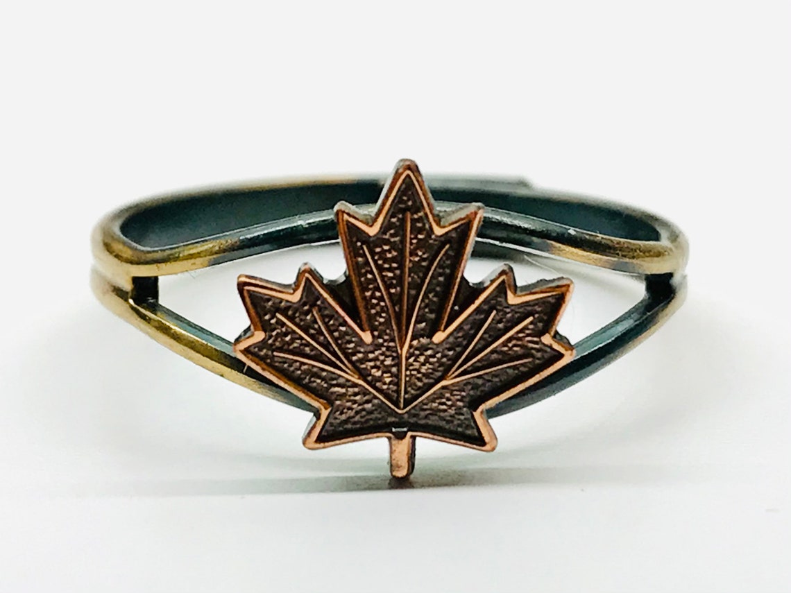 Vintage Copper Brass Maple Leaf Ring Adjustable - Etsy