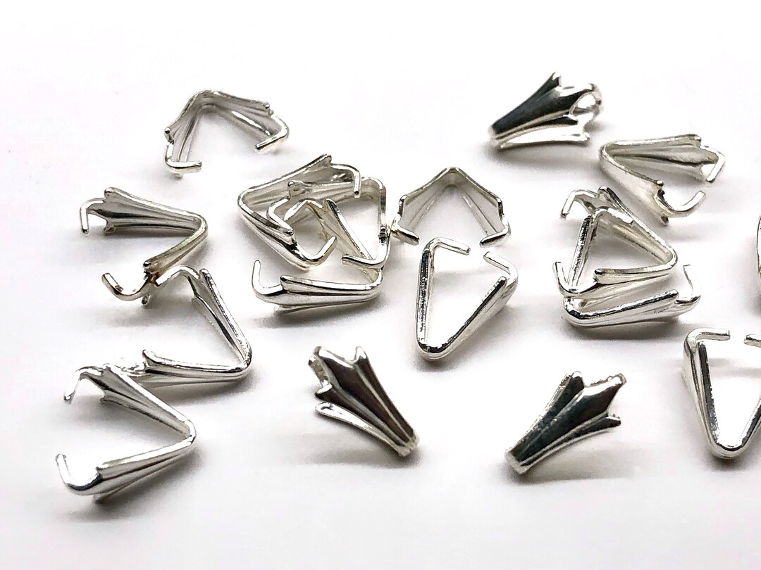 35pcs Vintage Ice Pick Silver Pinch Bails Large Plated Pendant Bails ...