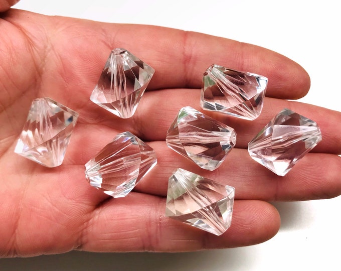 14pcs 20mm Large Vintage Clear Faceted Bicone Lucite Beads - Etsy