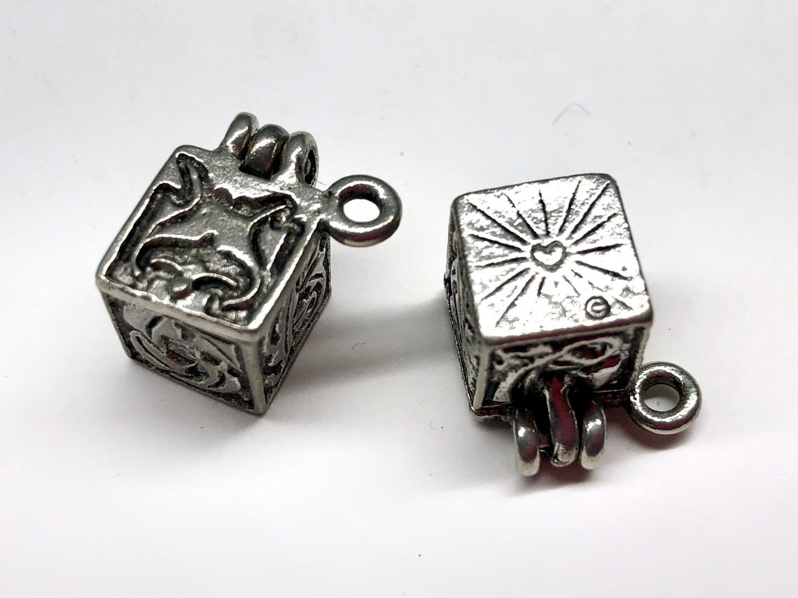 Vintage Silver Prayer Box Charm Antiqued - Etsy