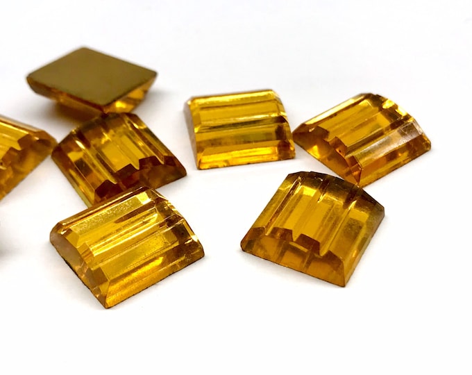 Gorgeous Vintage Art Deco Gold Glass Cabochons Yellow Topaz Flatback ...