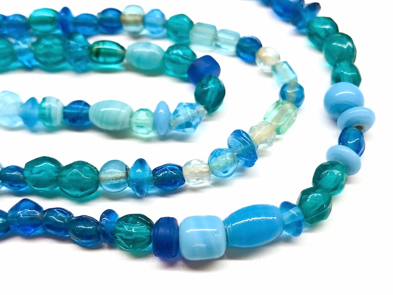 36” Strand Small Handmade Turquoise Blue Glass Beads From India Coin ...