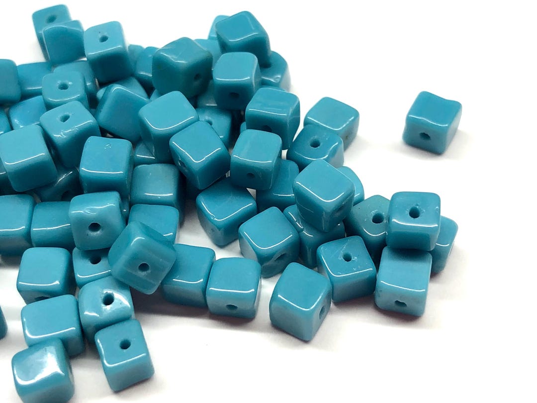 120pcs 4mm Opaque Turquoise Blue Square Glass Spacer Beads - Etsy