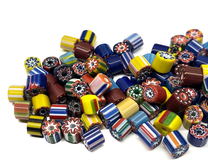 100pc Assorted Chevron Beads Glass Trade Beads Handmade Lampwork Trade ...