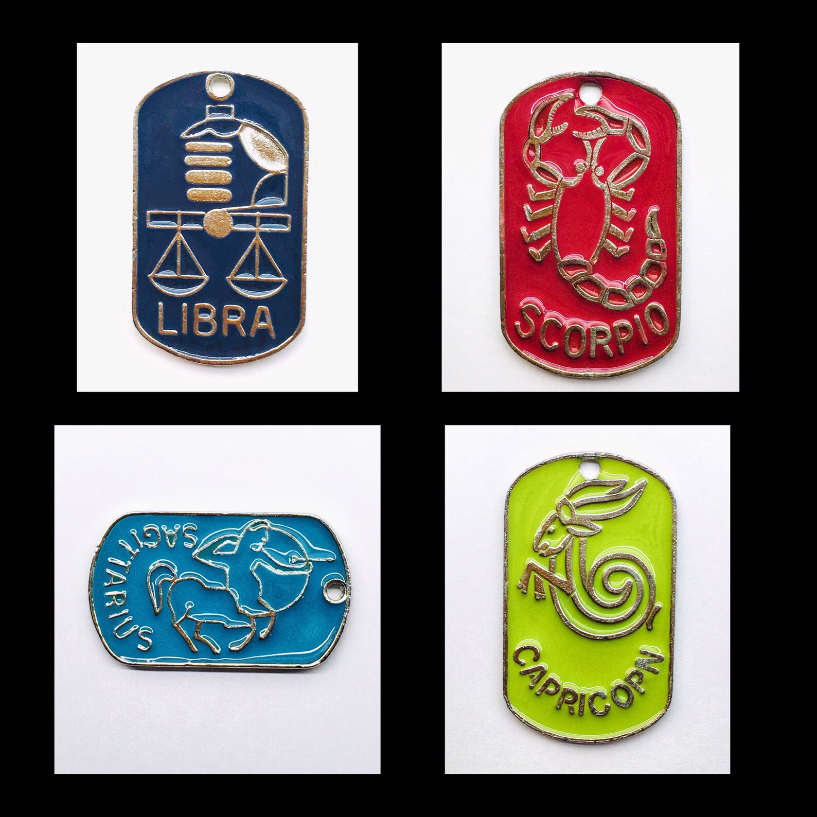 FAB 70s Vintage Libra Pendant Enamel Dog Tag Zodiac - Etsy