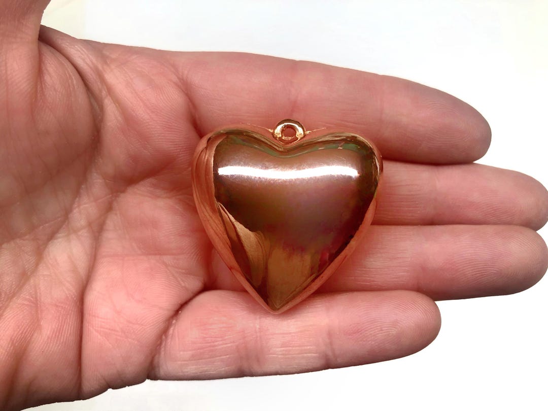 Large Vintage 3D Copper Plated HEART Bead Copper Heart Charms Pendant ...