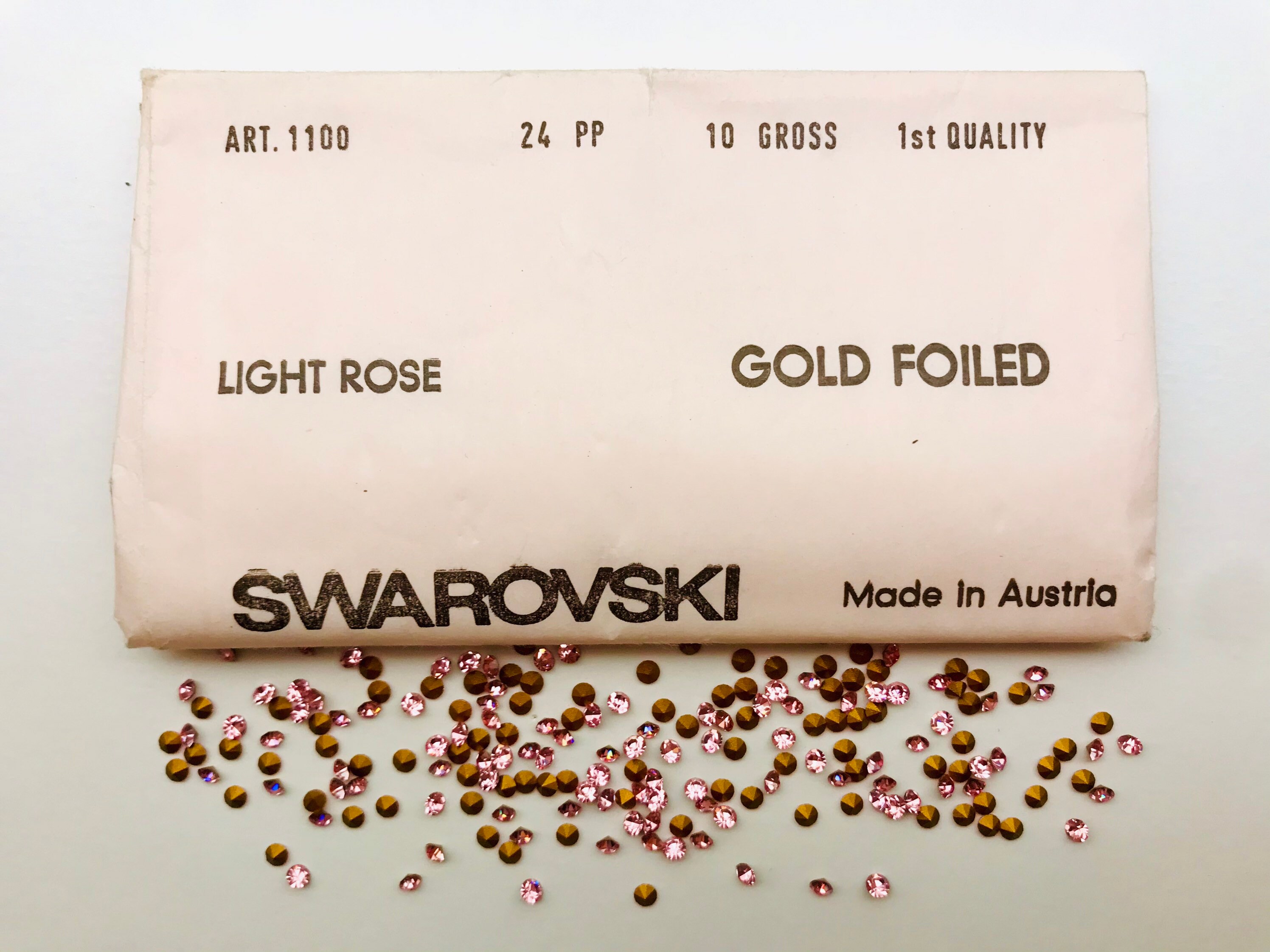 100pcs 3mm Vintage Swarovski Light Rose Rhinestones Art 1100 Small Pink ...
