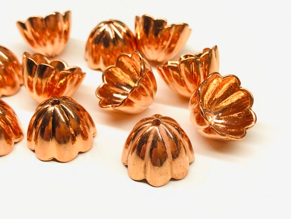 10pcs Large Vintage Copper Bead Caps large flower bead caps | Etsy
