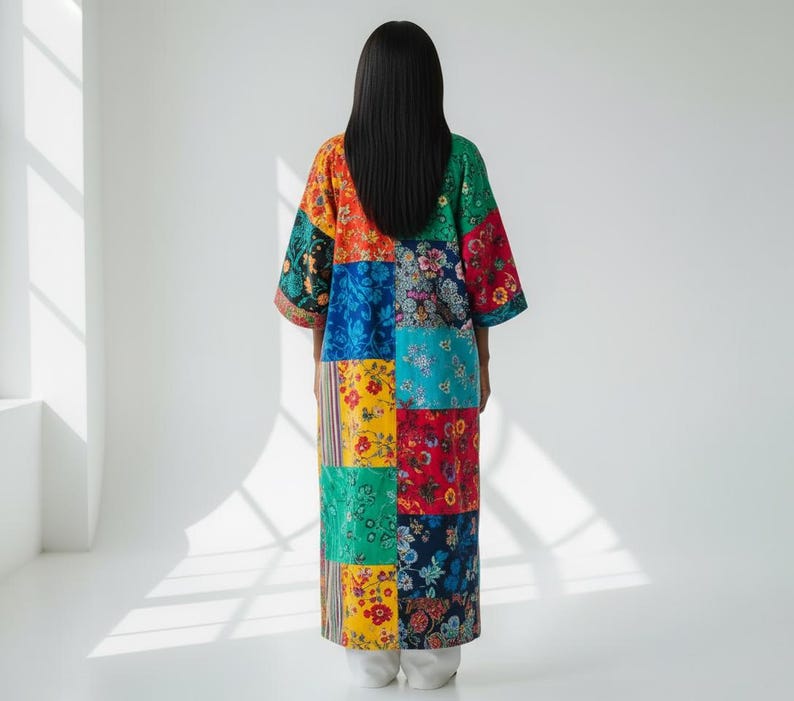 Modern Patchwork Kimono Coat Sewing Pattern – Long Robe PDF - Etsy