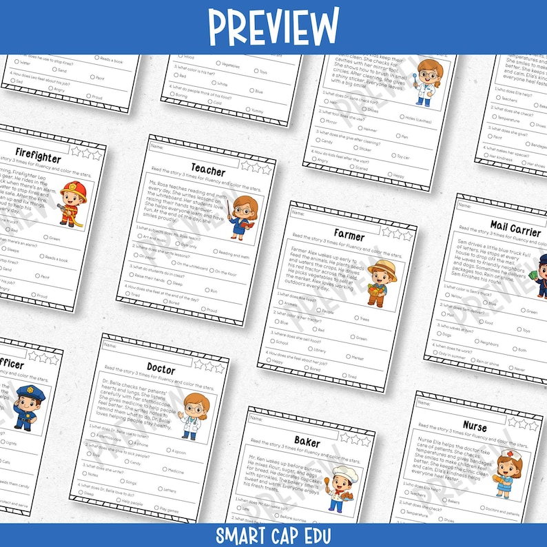 Community Helpers Reading Comprehension Worksheets: Grades 1-3 (PDF) - Etsy