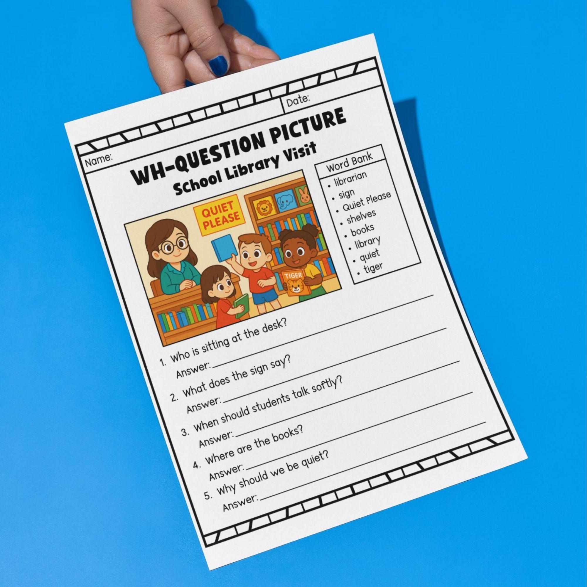 WH Questions Picture Scenes Worksheets | Who What When Where Why ...