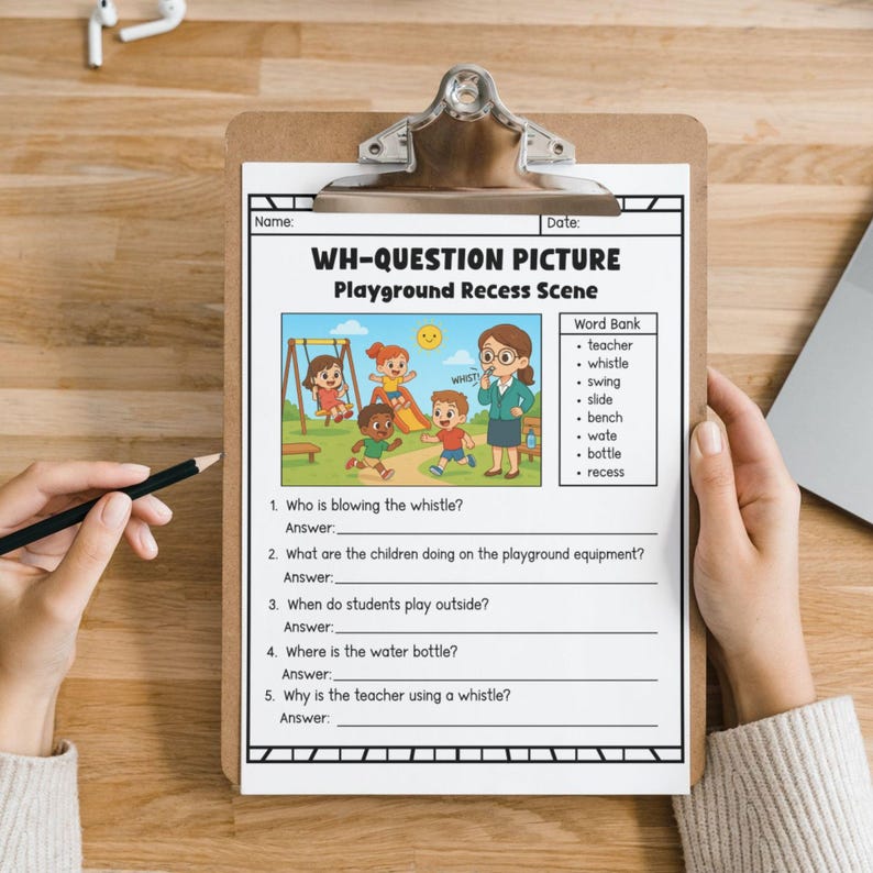 WH Questions Picture Scenes Worksheets | Who What When Where Why ...