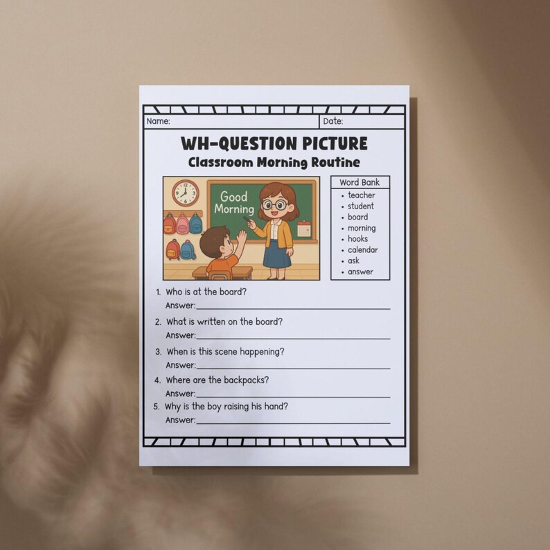 WH Questions Picture Scenes Worksheets | Who What When Where Why ...