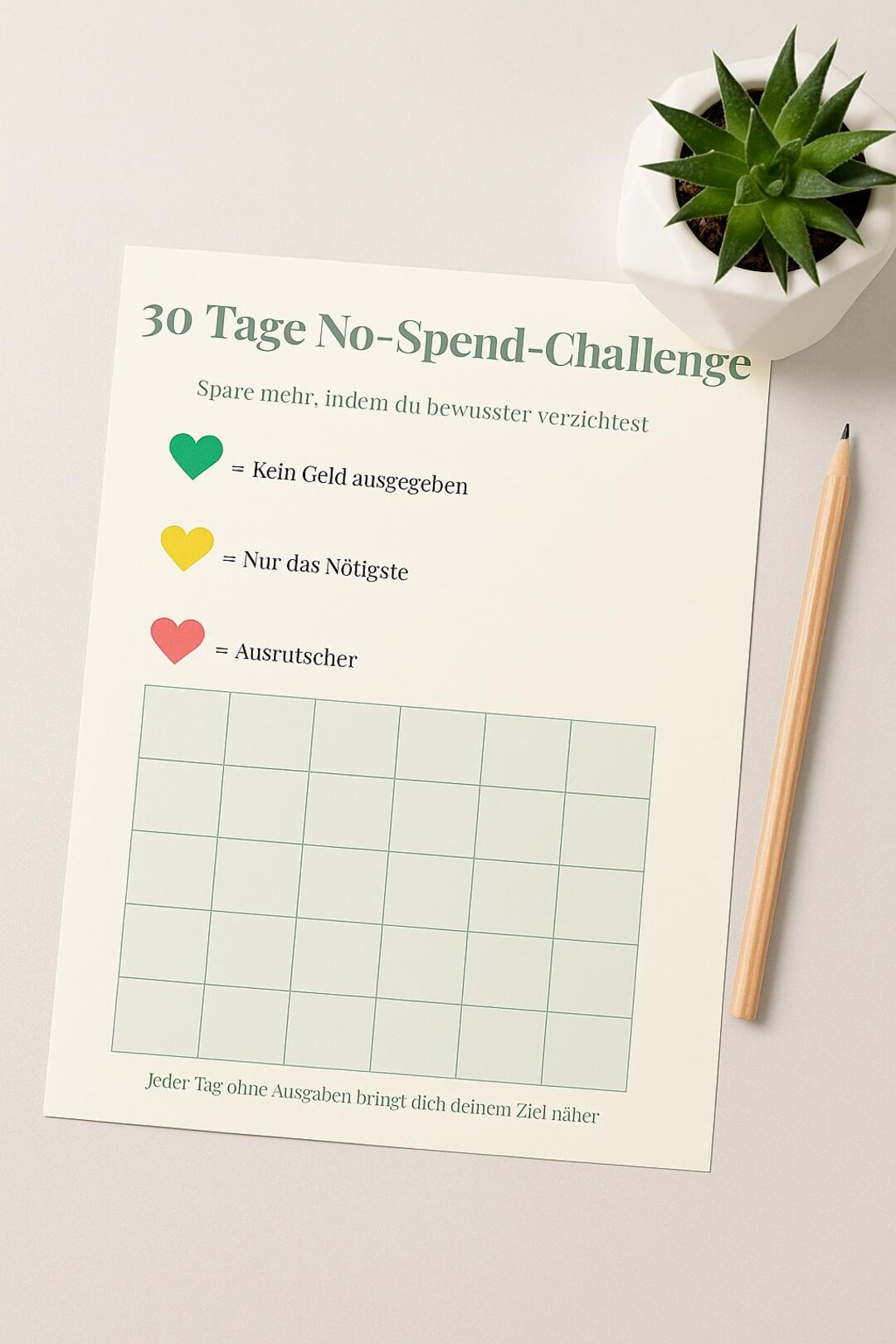 30-day No-spend Challenge, PDF Template - Etsy