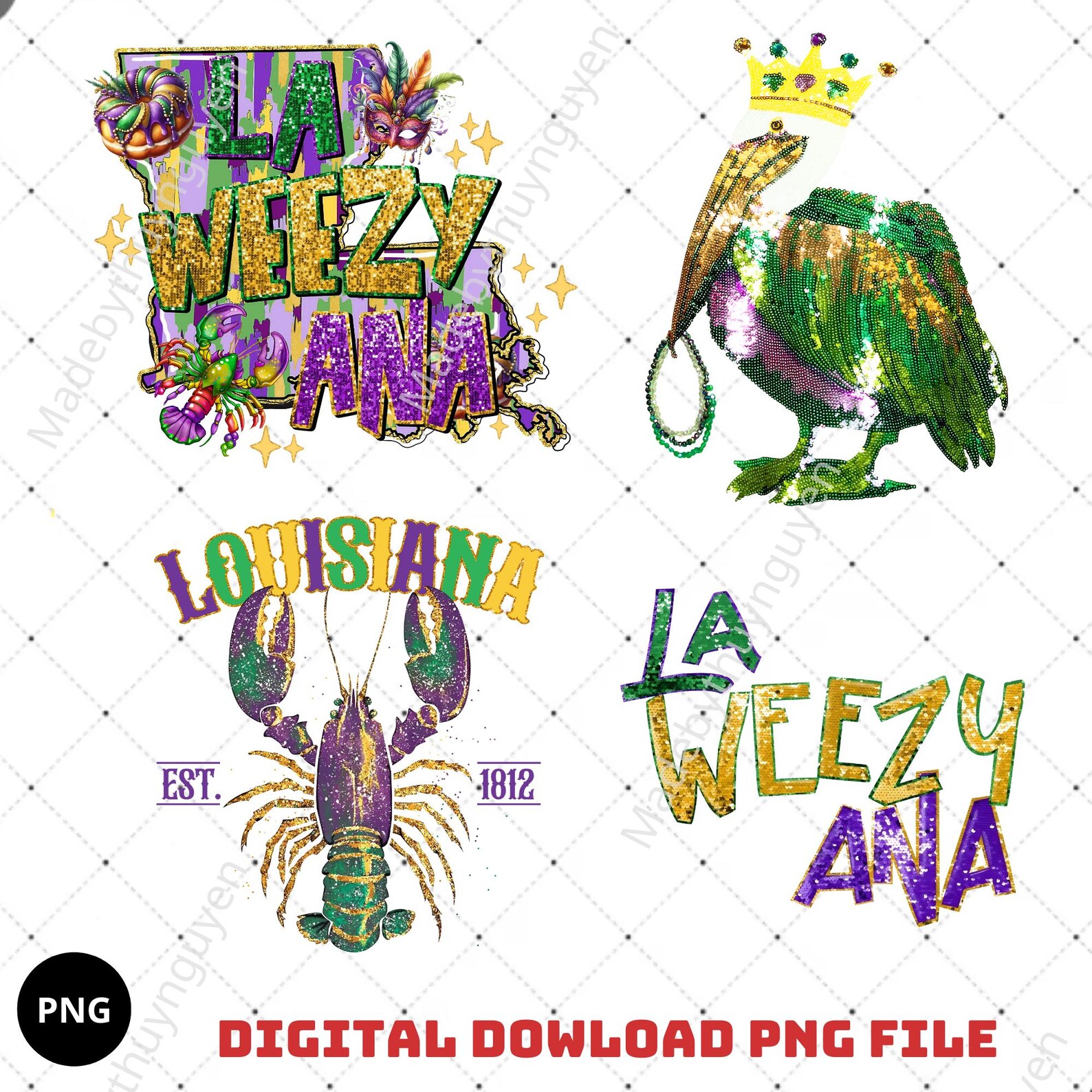 La Weezy Ana Mardi Gras PNG, Louisiana Carnival Lobster Pelican PNG ...