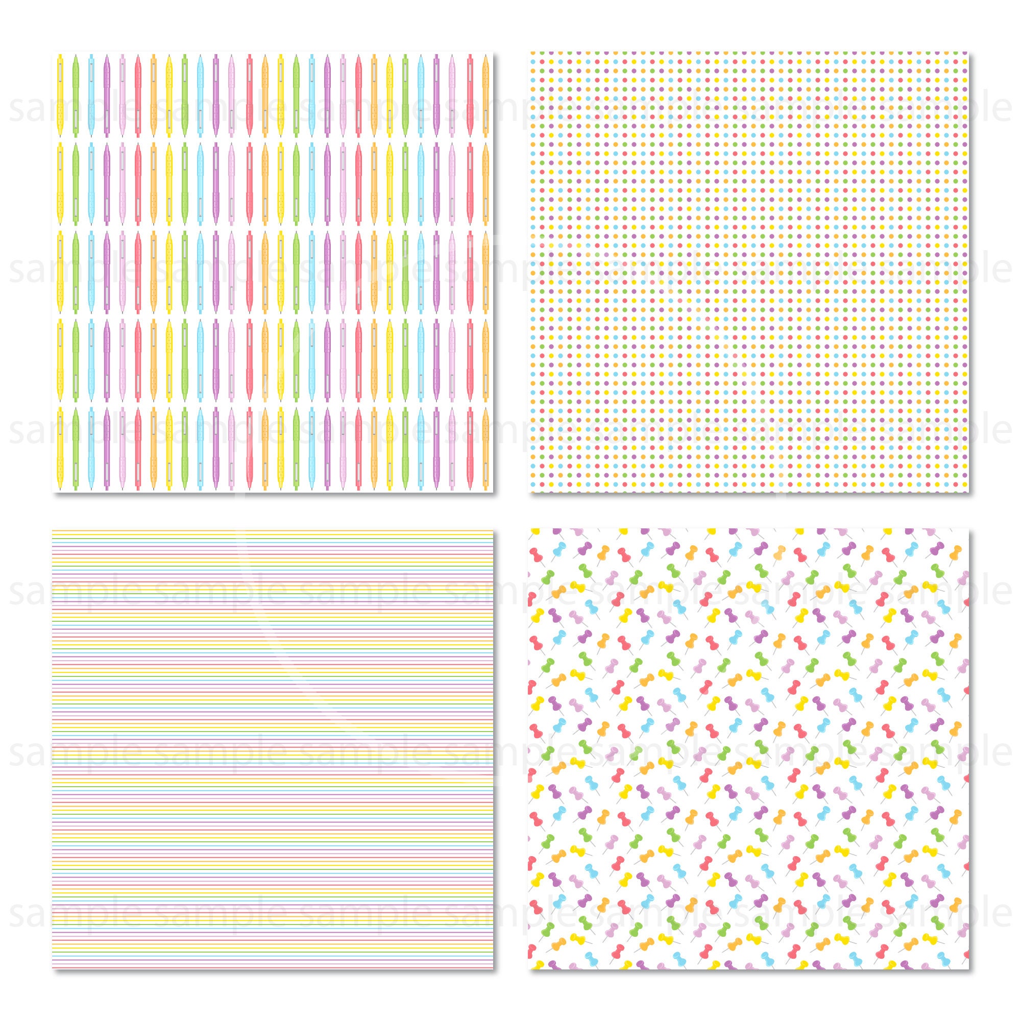 Back to School Digital Paper Set. School Supplies Digital | Etsy