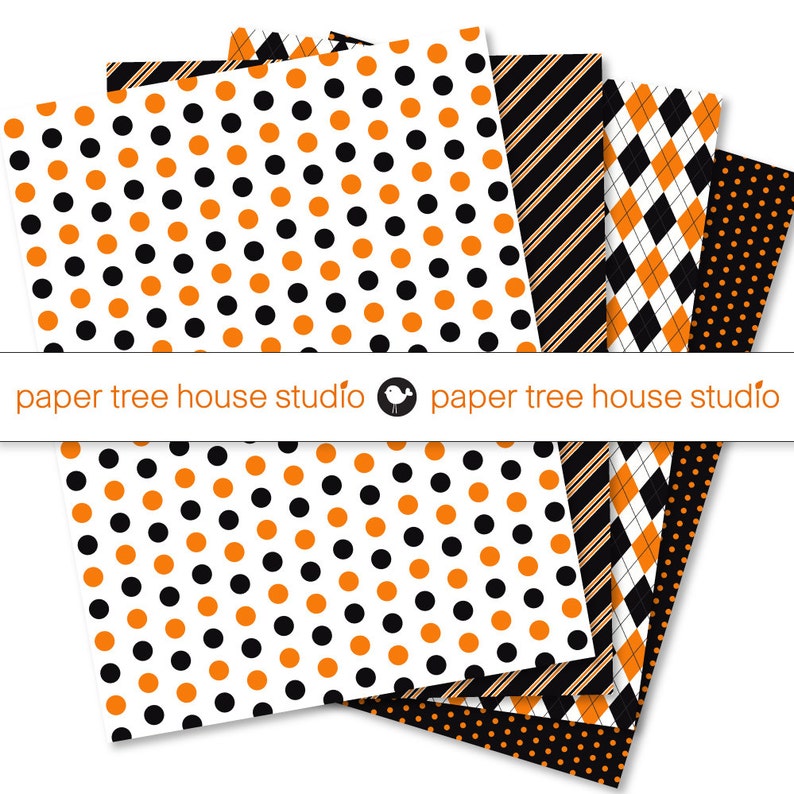 Halloween Digital Paper. Black and Orange Paper. Halloween Background ...