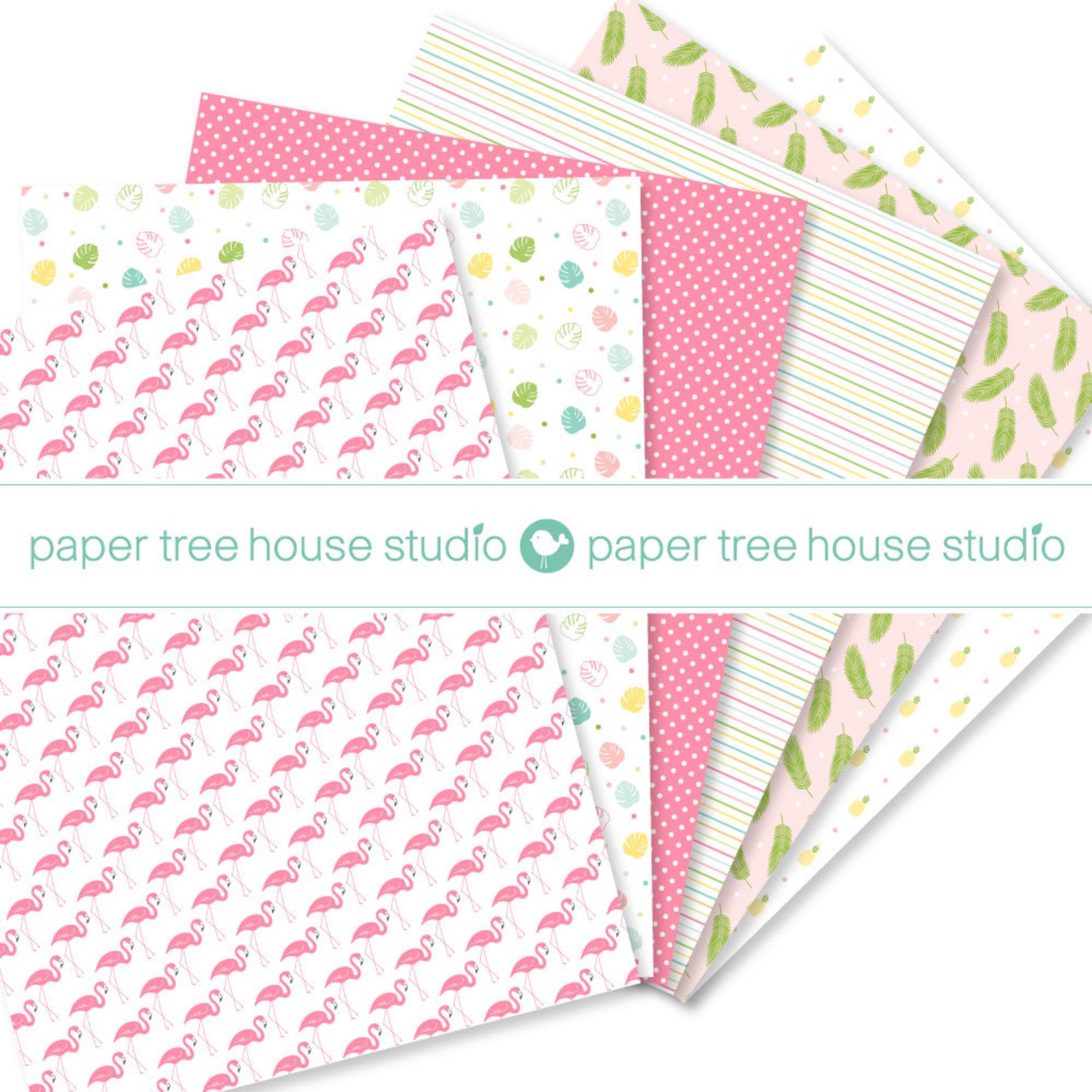 Flamingo Digital Paper. Pink Flamingo Print. Pineapple Paper. Flamingo ...