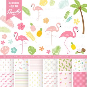 Flamingo Clip Art & Paper Bundle. Flamingo Clip Art. Flamingo Download ...