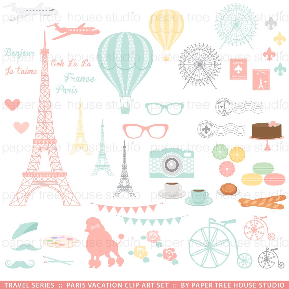 Travel Clip Art. Vacation Clipart. Paris Clip Art. France Clip | Etsy