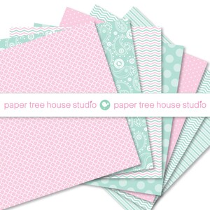 Mint Digital Paper Pack. Pink Digital Paper Pack. Paisley Clipart ...