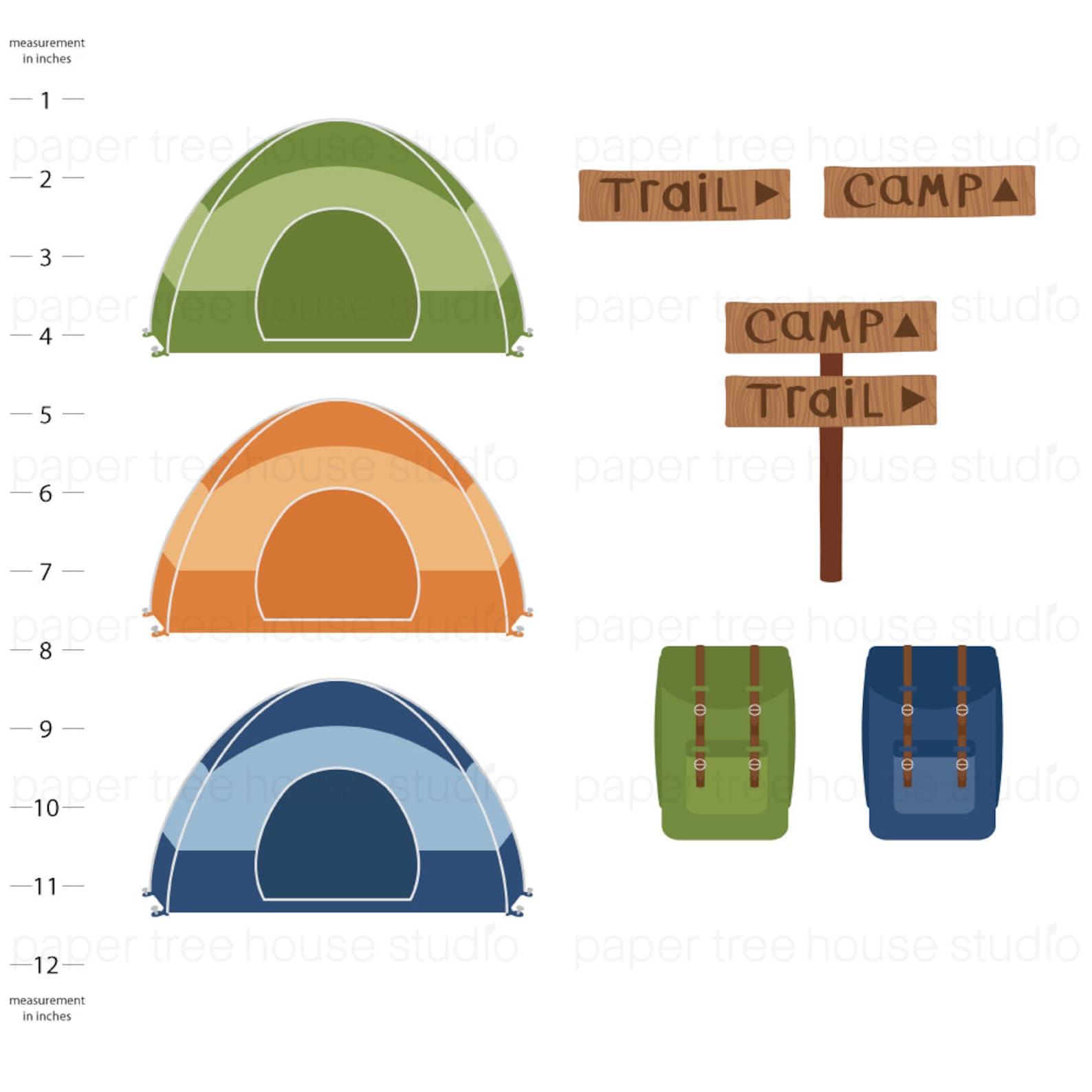 Camping Clip Art. Tent Camping Clipart. Hiking Clipart. Outdoor Clip ...