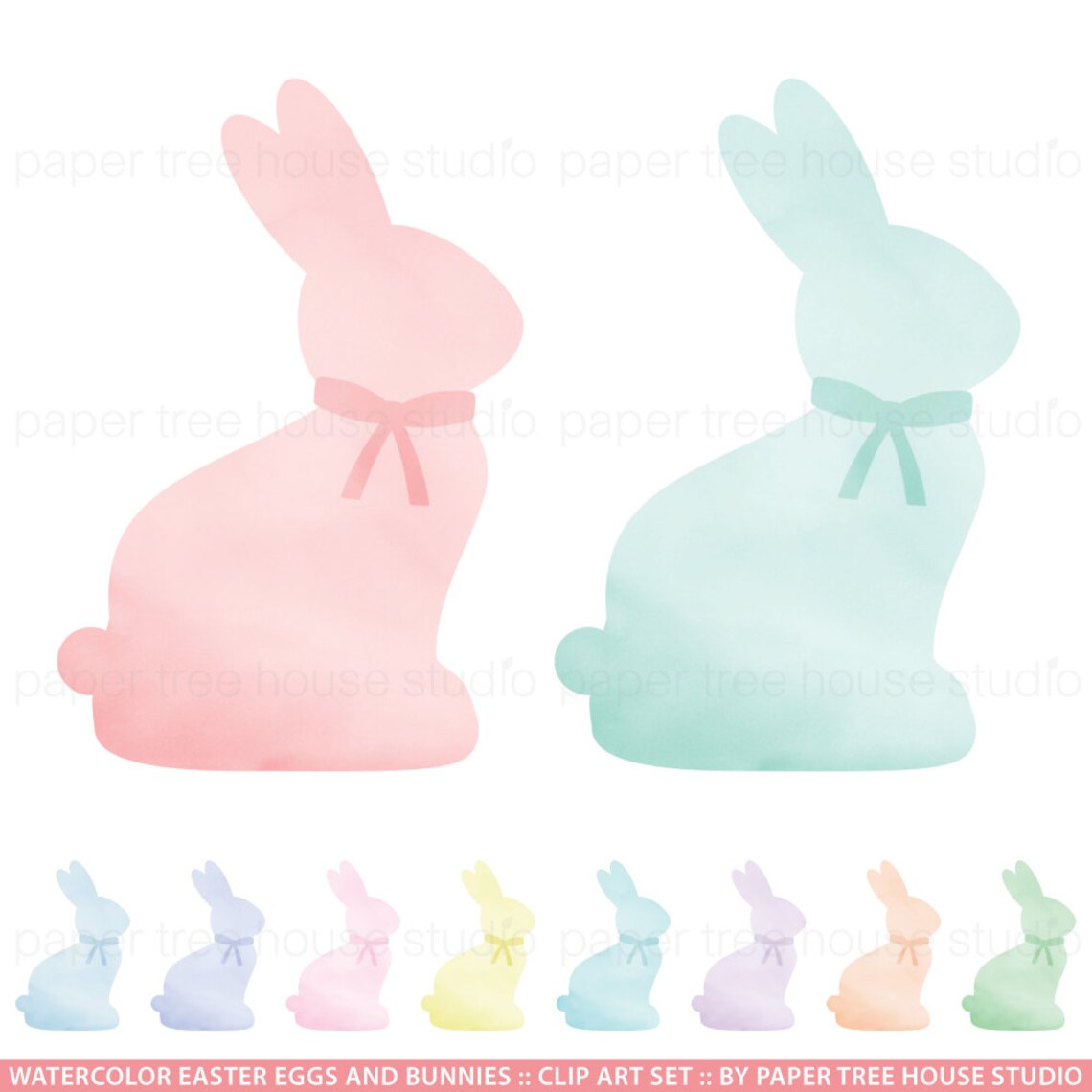 Watercolor Easter Clipart. Easter Clip Art. Bunny Clipart. Easter Egg ...