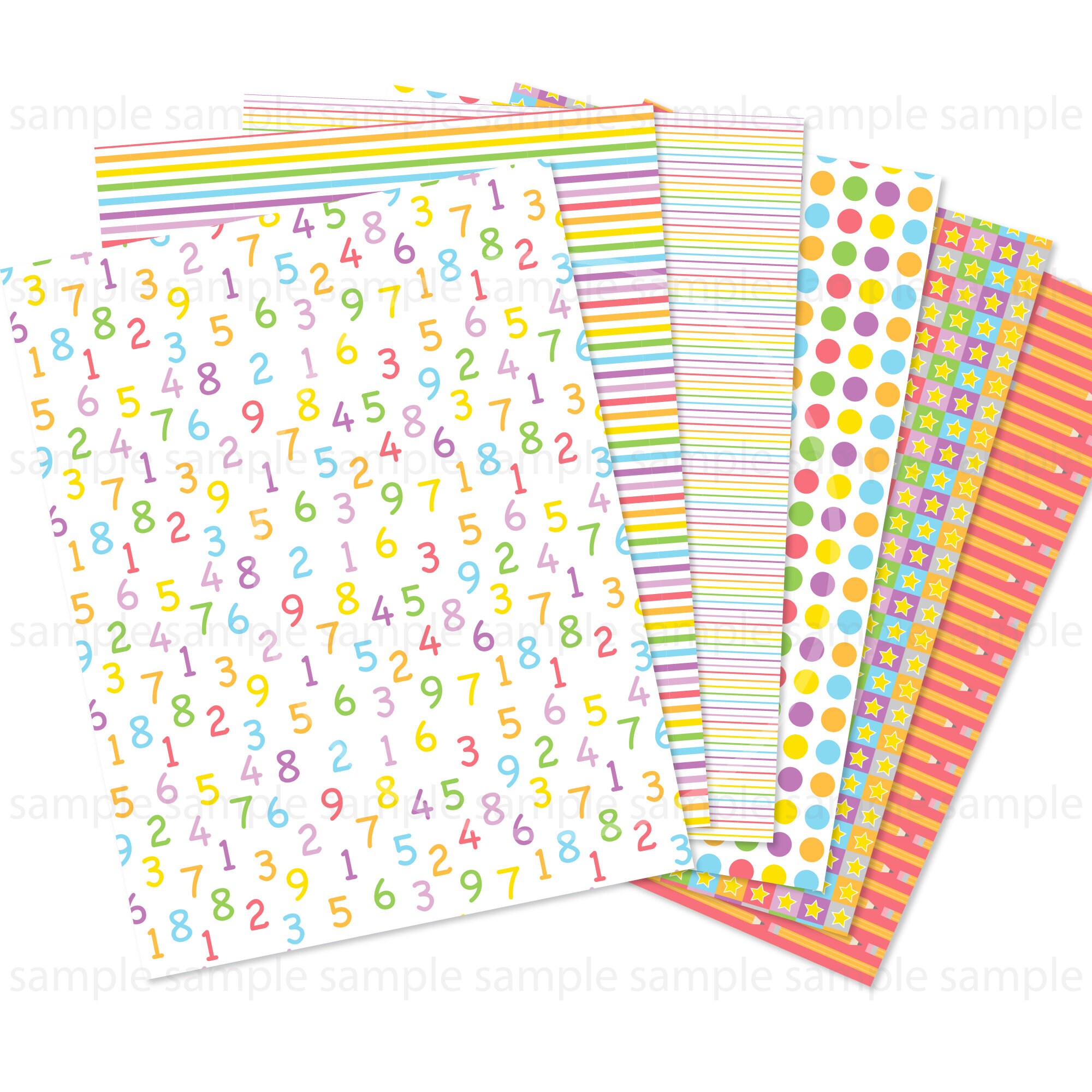 Back to School Digital Paper Set. School Supplies Digital - Etsy