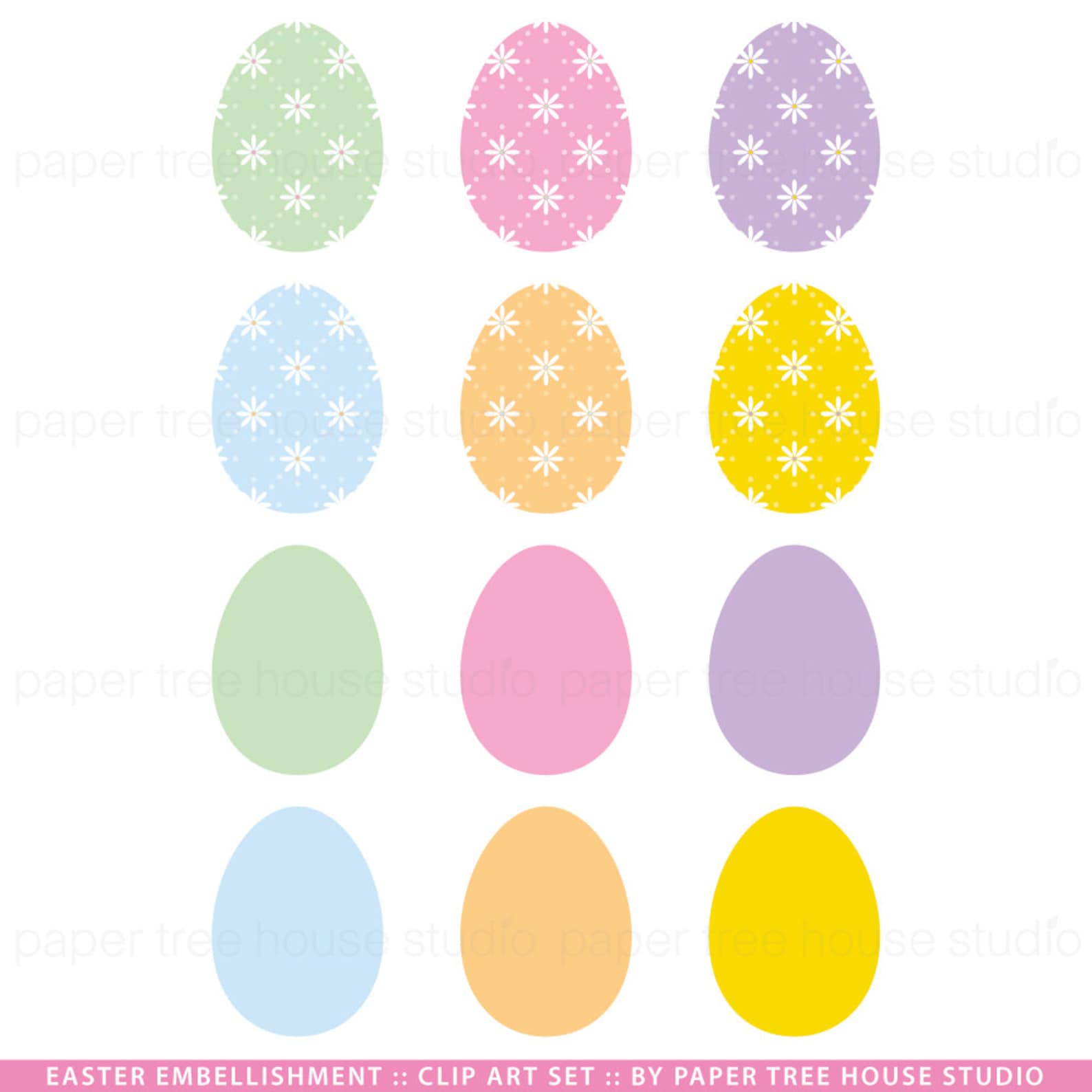 Easter Clip Art Set. Bunny Clipart. Flower Clip Art. Easter - Etsy