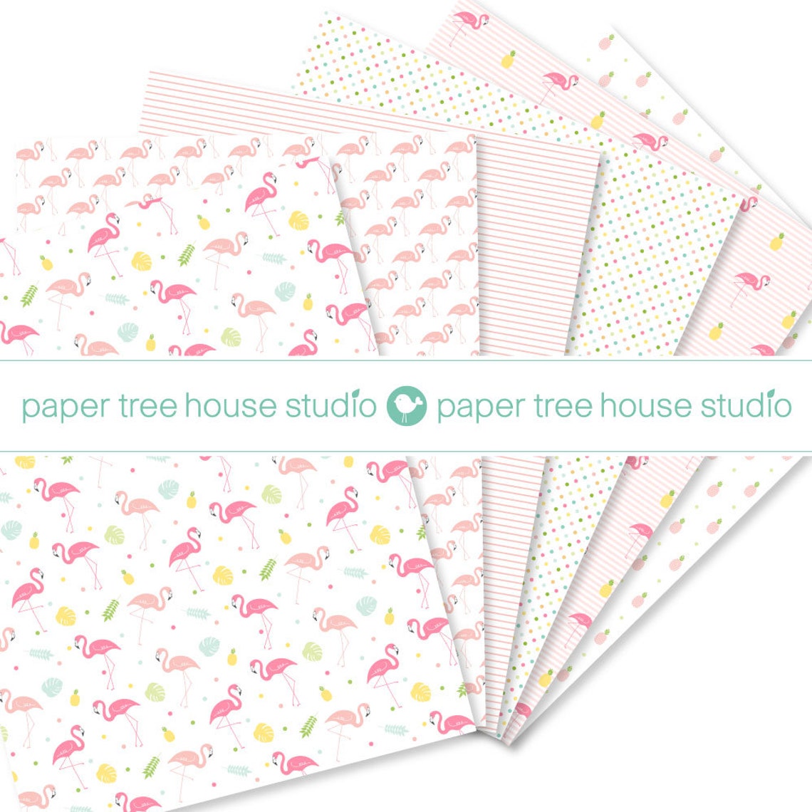 Flamingo Digital Paper. Pink Flamingo Print. Pineapple Paper. | Etsy