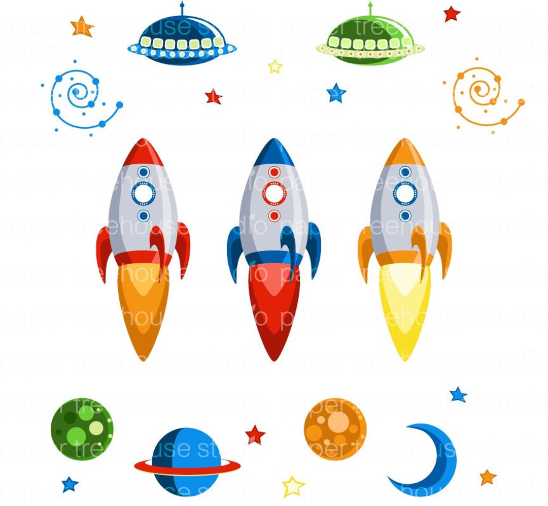 Rocketship Clip Art. Outer Space Clip Art. Outer Space Clipart. Rocket ...
