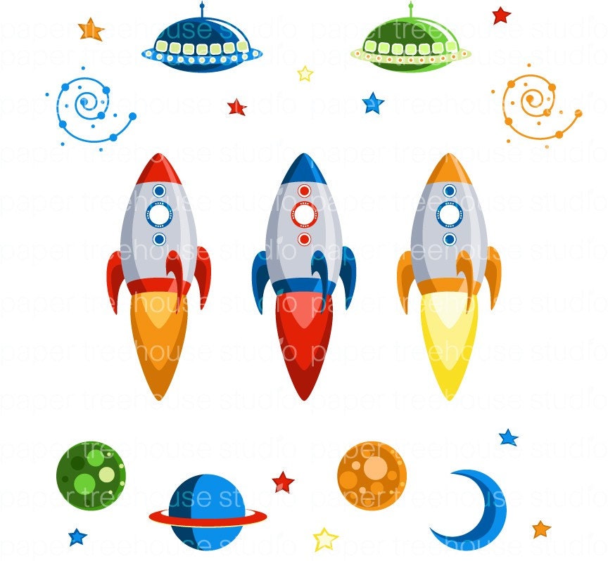 Rocketship Clip Art. Outer Space Clip Art. Outer Space Clipart. Rocket ...