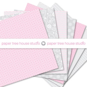 Pink Digital Paper Set. Gray Digital Paper. Quatrefoil Digital Paper ...