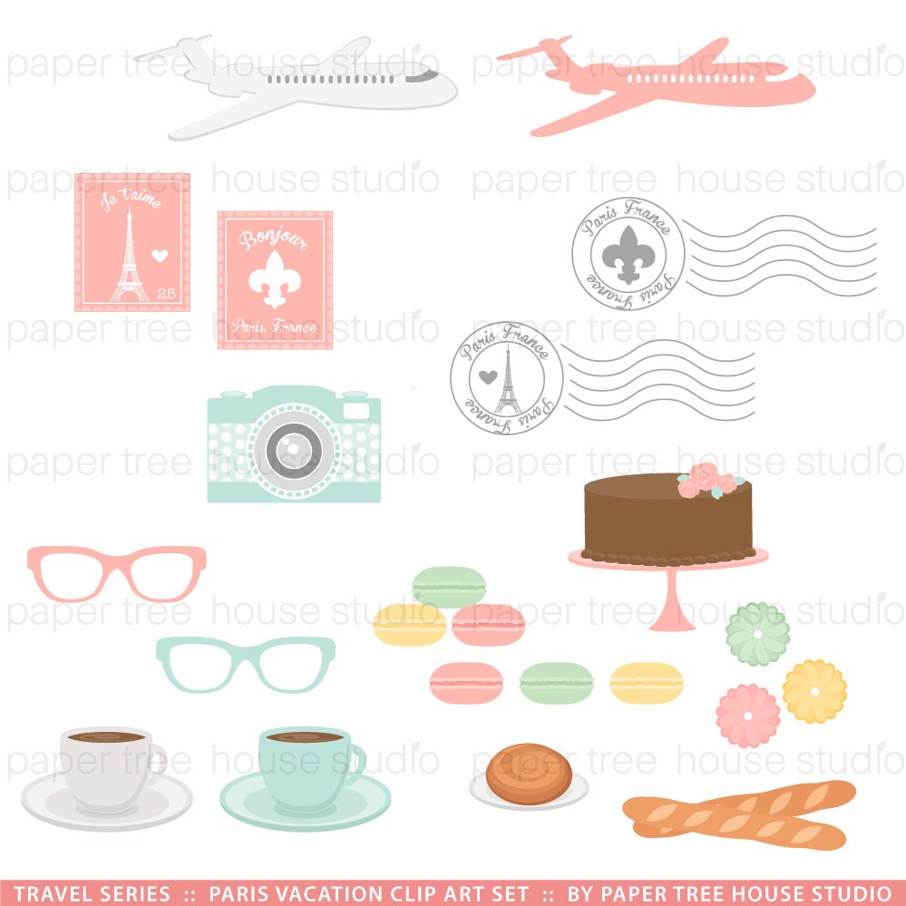 Travel Clip Art. Vacation Clipart. Paris Clip Art. France Clip - Etsy