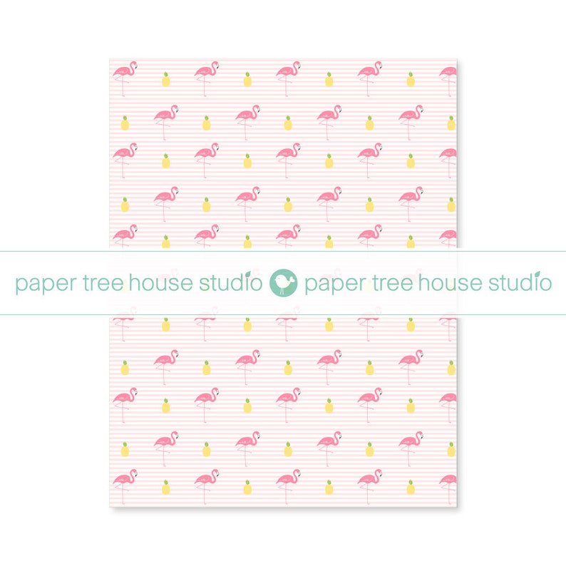 Flamingo Digital Paper. Pink Flamingo Print. Pineapple Paper. | Etsy