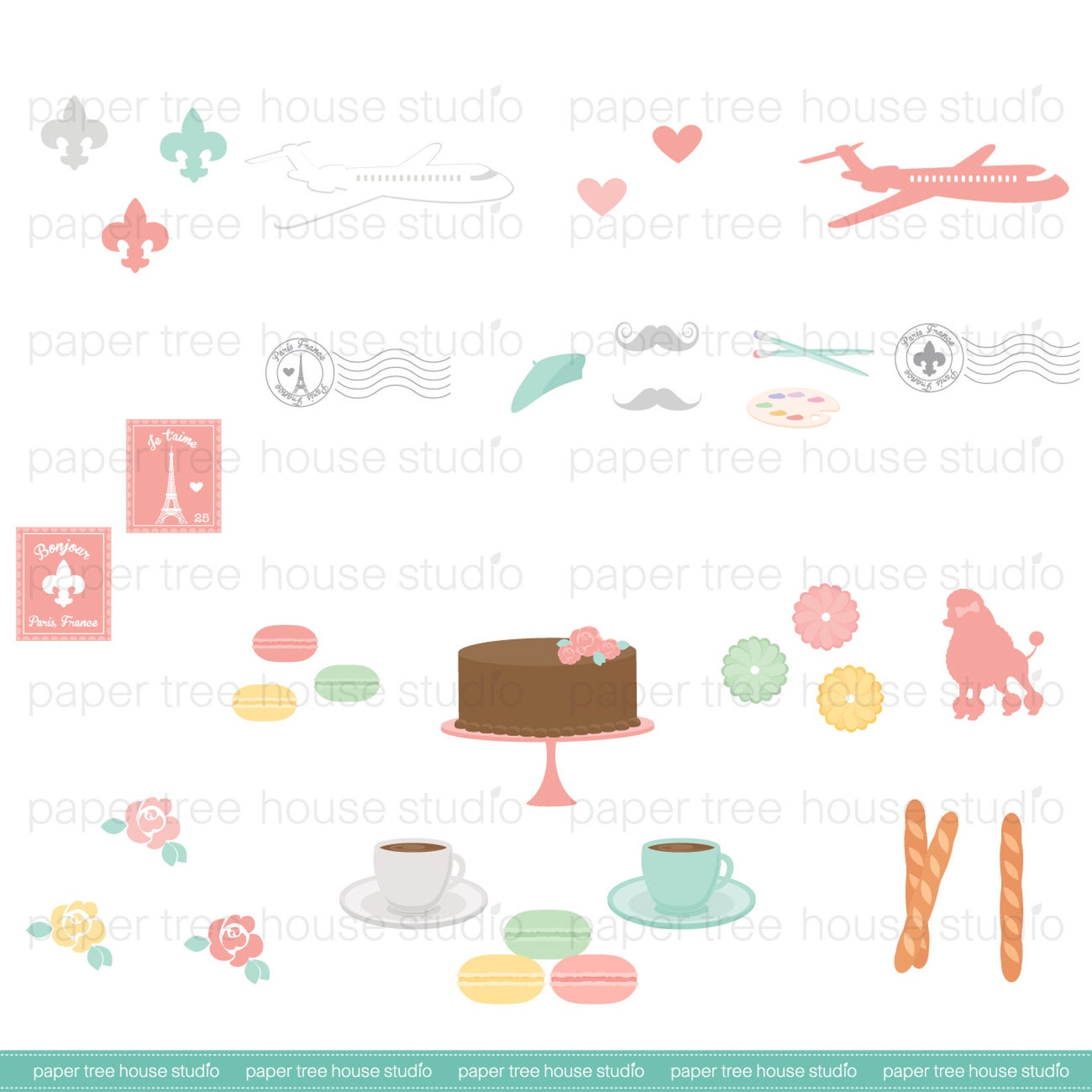 Paris Clip Art and Paper Bundle. Digital Download. Travel Clip - Etsy