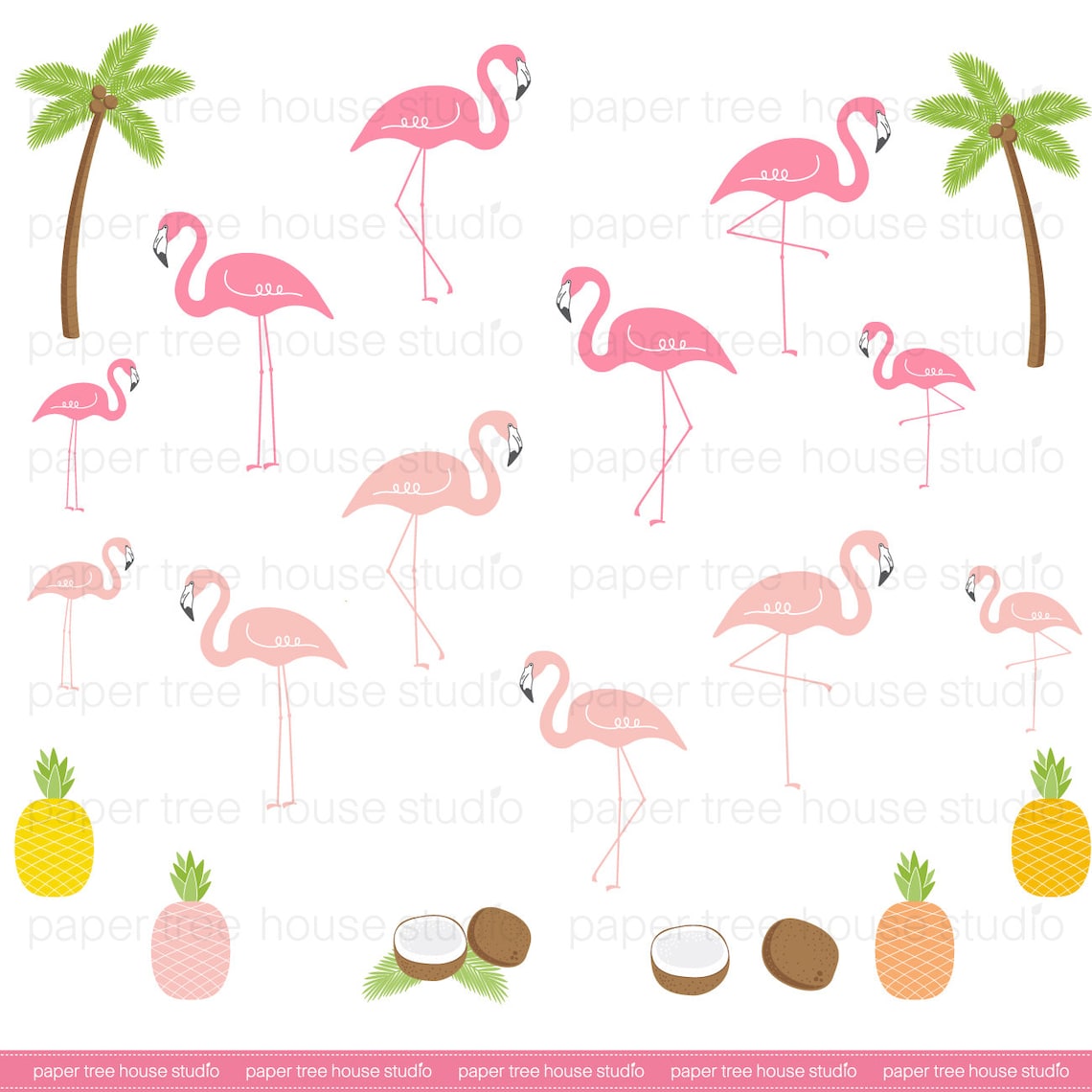 Flamingo Clip Art & Paper Bundle. Flamingo Clip Art. Flamingo - Etsy