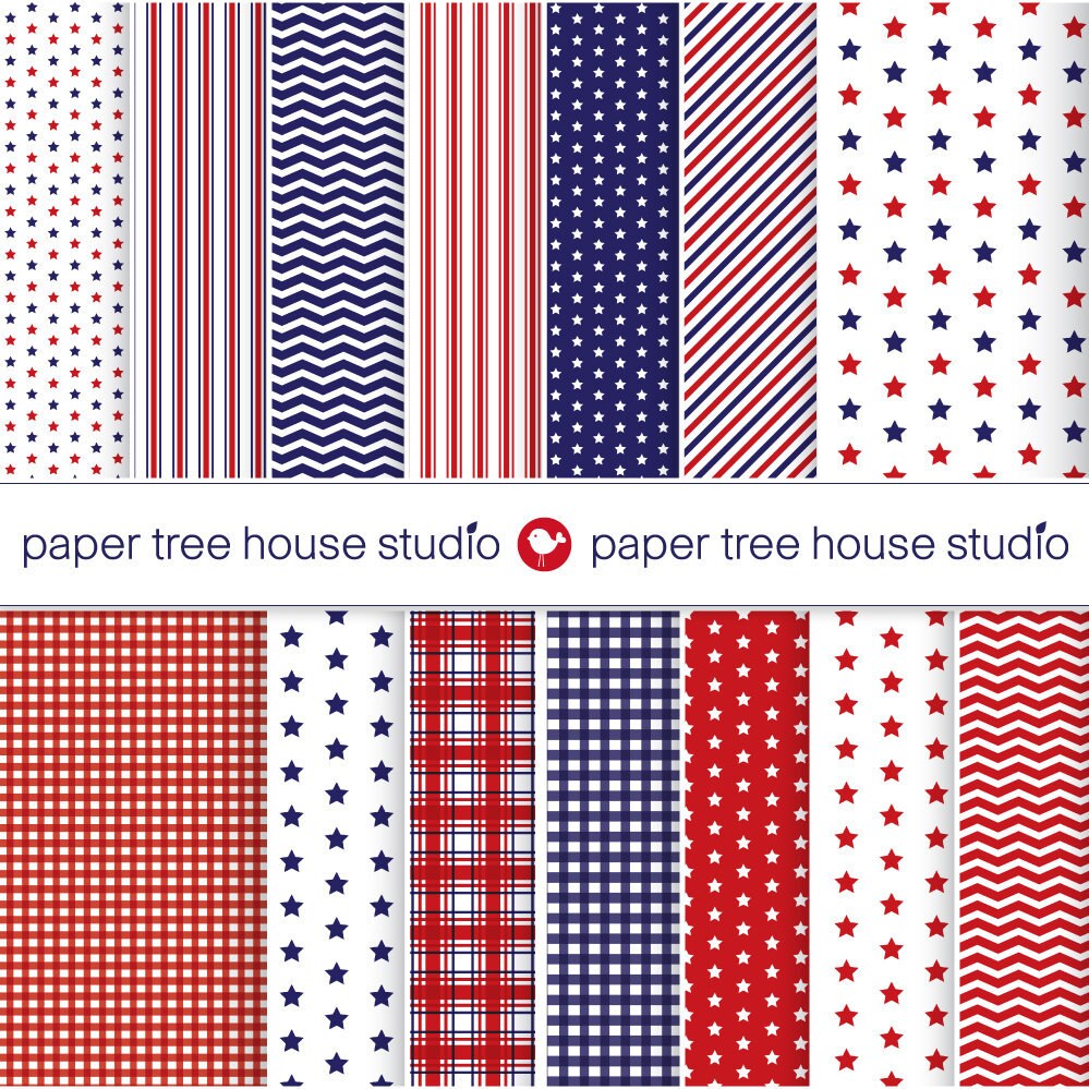 Red White Blue Digital Paper. 4th of July Digital Paper. 4th of July ...