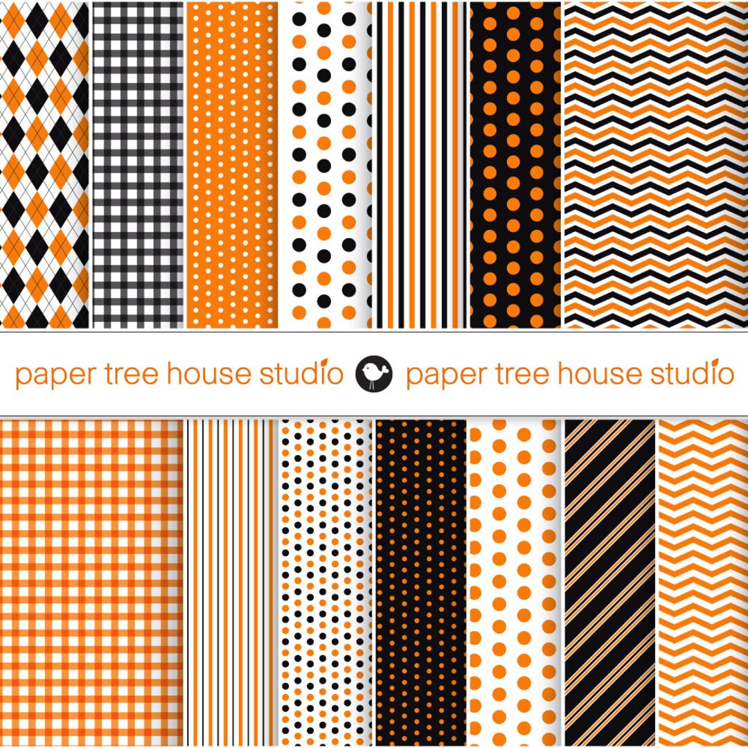 Halloween Digital Paper. Black and Orange Paper. Halloween Background ...