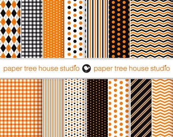 Orange and Black Digital Paper Halloween Background Papers - Etsy