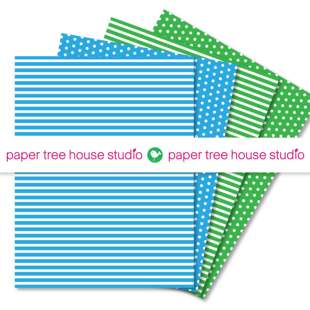 Multicolor Digital Paper Set. Polka Dot Paper Pack. Stripe Paper Pack ...