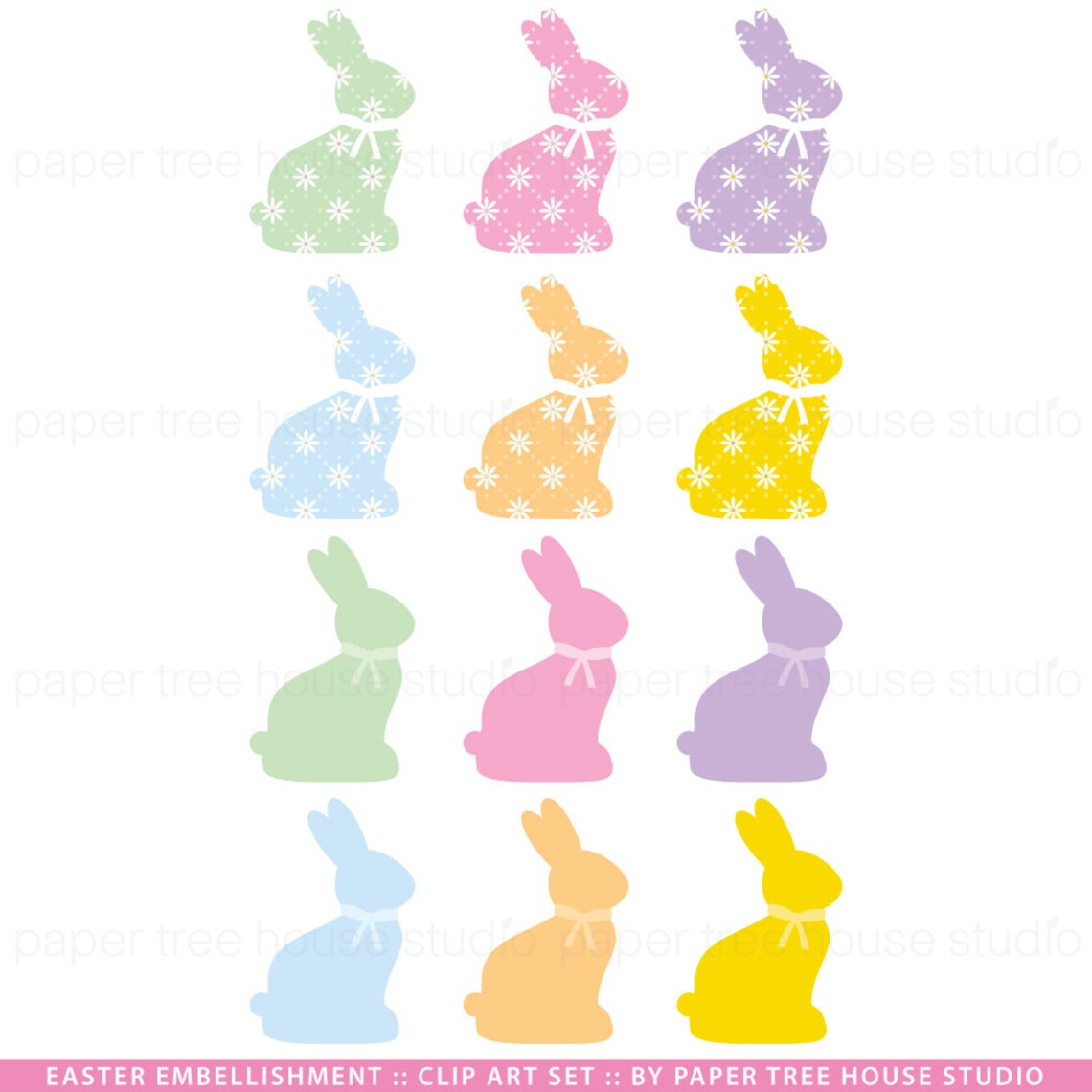 Easter Clip Art Set. Bunny Clipart. Flower Clip Art. Easter | Etsy
