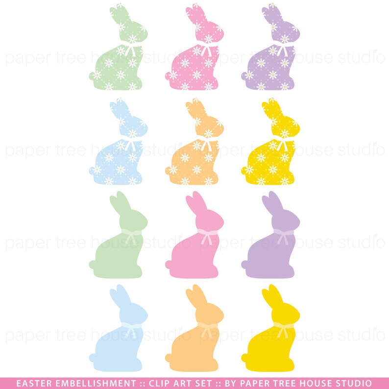 Easter Clip Art Set. Bunny Clipart. Flower Clip Art. Easter - Etsy