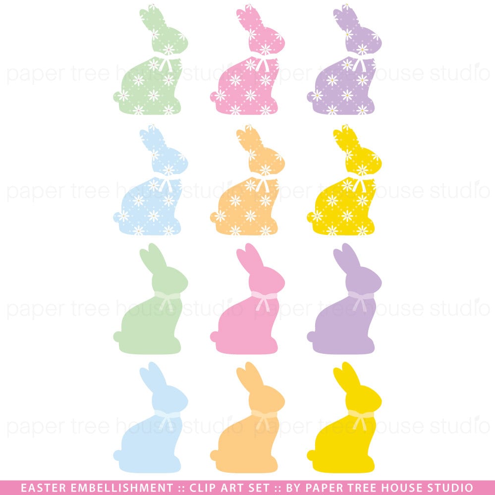 Easter Clip Art Set. Bunny Clipart. Flower Clip Art. Easter - Etsy