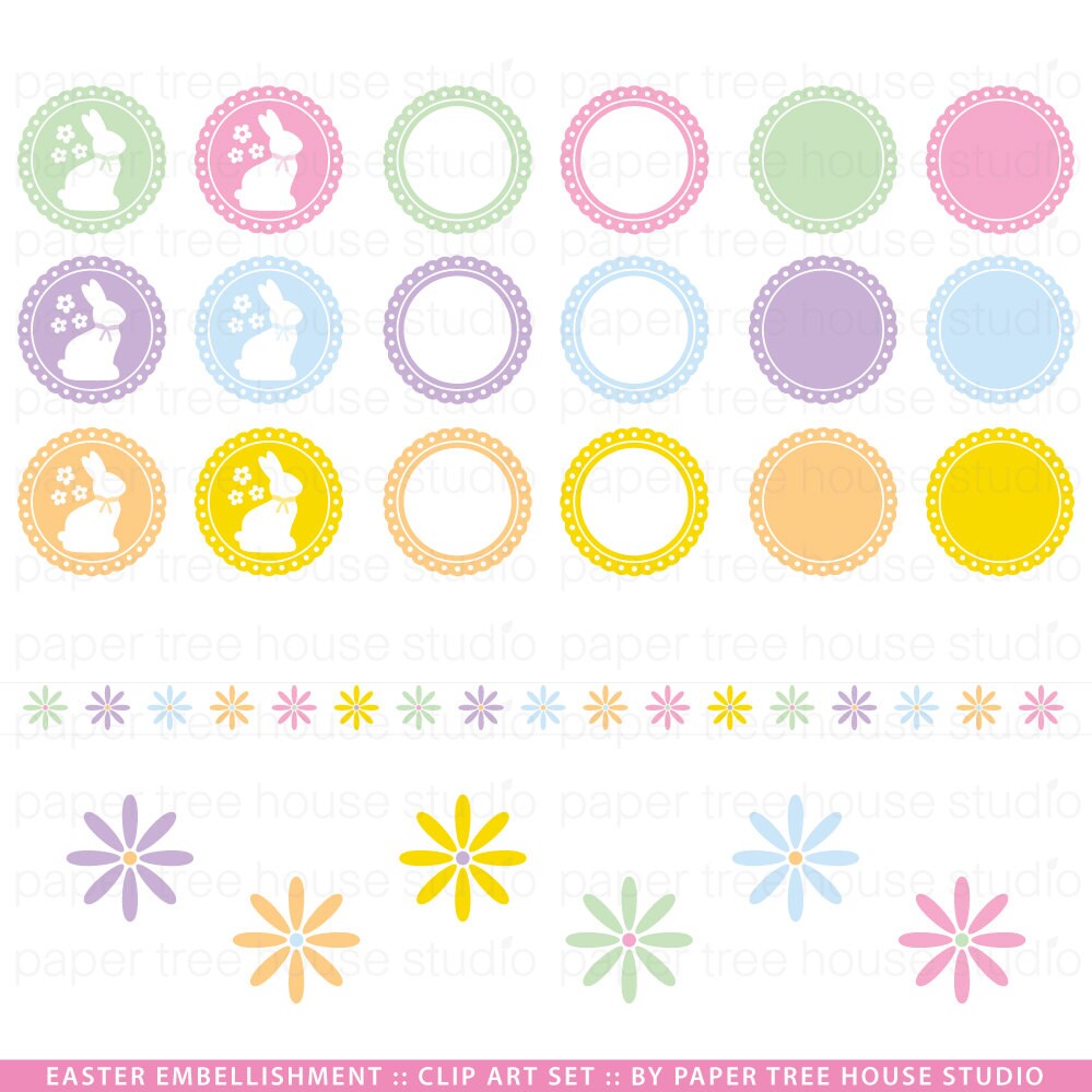 Easter Clip Art Set. Bunny Clipart. Flower Clip Art. Easter - Etsy