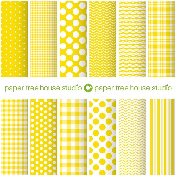 Yellow Digital Paper Set. Polka Dot Paper. Instant Download. | Etsy