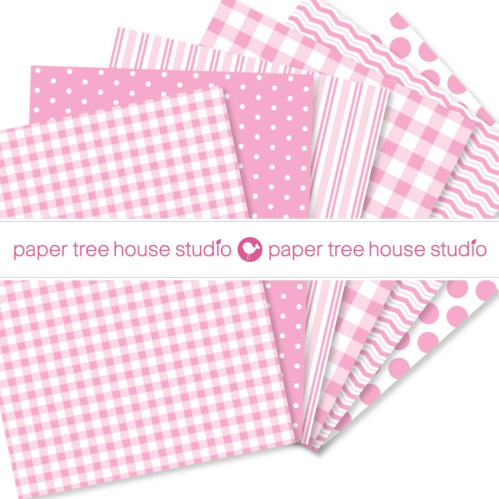 Pink Digital Paper. Pink Polka Dots Paper. Pink Plaid Digital Paper ...