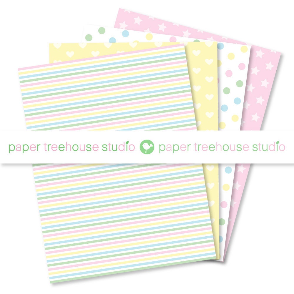 Pastel Digital Paper. Heart Digital Paper. Star Digital Paper. Baby ...