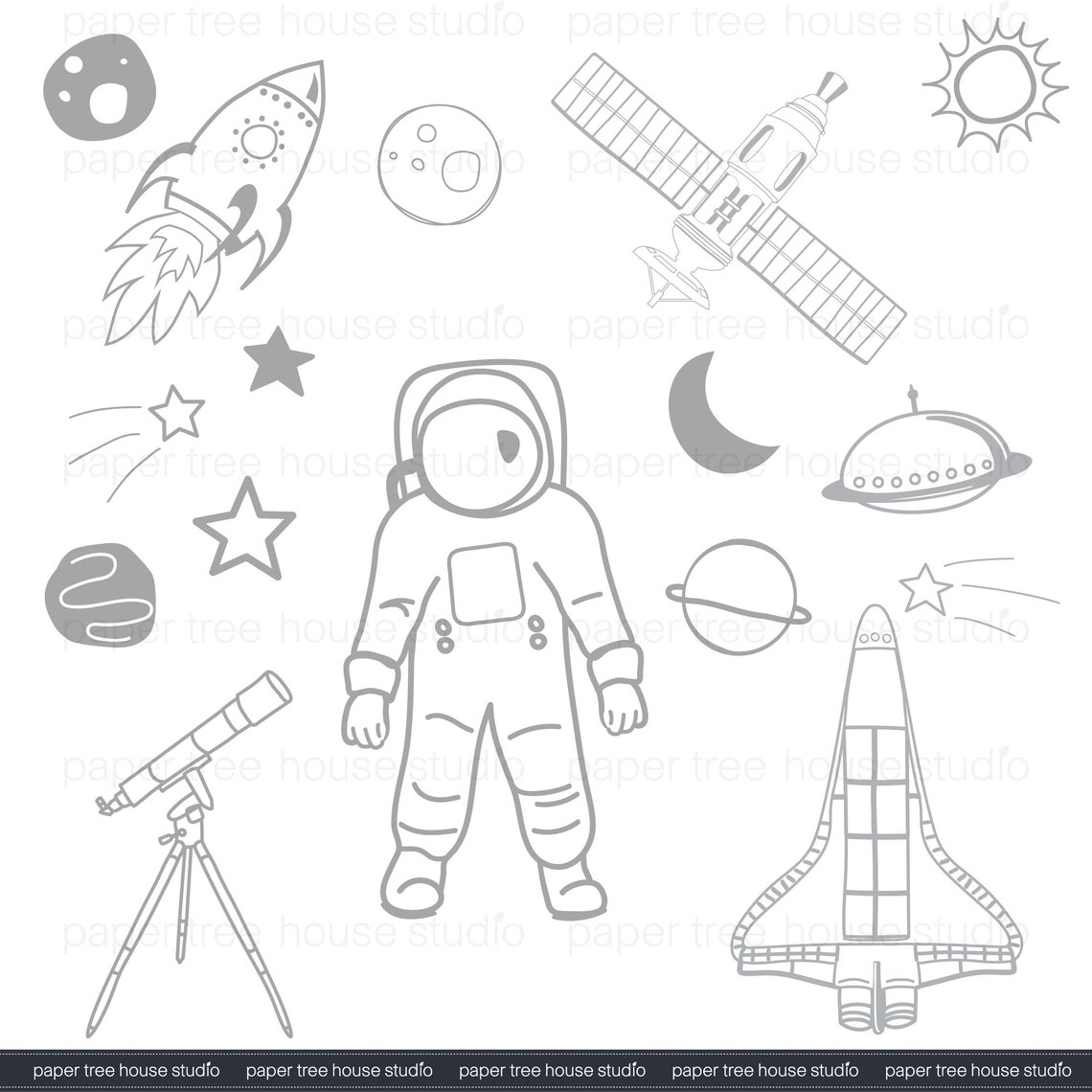 Astronaut Clipart. Space Exploration Clip Art. Rocket Ship - Etsy