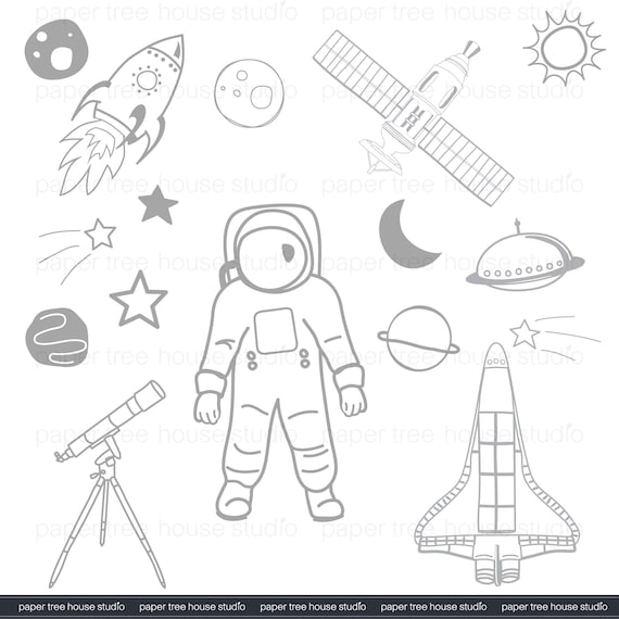 Astronaut Clipart. Space Exploration Clip Art. Rocket Ship | Etsy